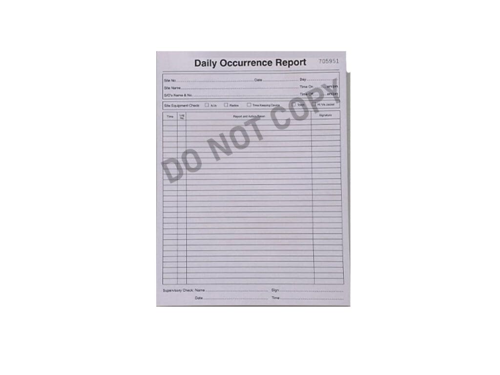 Daily Occurrence Report Book