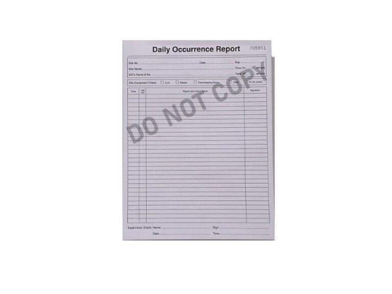 Daily Occurrence Report Book